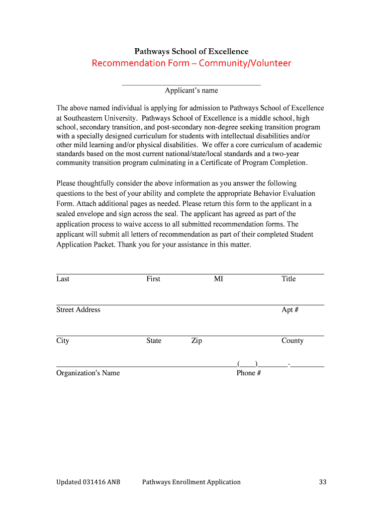 Fillable Online Pathways School of Excellence Application.docx Fax ...