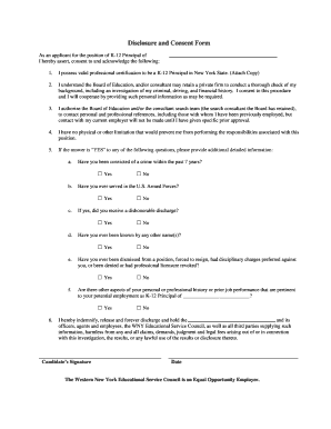 Fillable Online Disclosure and Consent Form - W. N. Y. E. S. C Fax ...