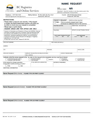 Fillable Online information for full restoration of a bc company by the ...