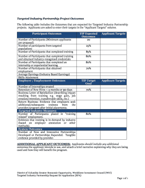 Fillable Online Targeted Industry Partnership Outcomes Form - dmped Fax ...