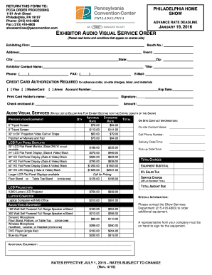 Fillable Online exhibitor audio visual service order - Philadelphia Home Show Fax Email Print ...