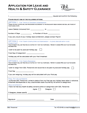 Fillable Online Leave-Holidays form - temps - revised Fax Email Print ...