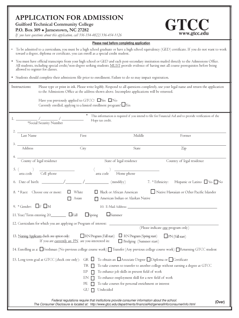 Fillable Online to download application packet (PDF) - Support - GTCC ...