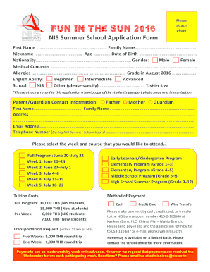 Fillable Online NIS&SummerSchool&Application&Form& Fax Email Print ...