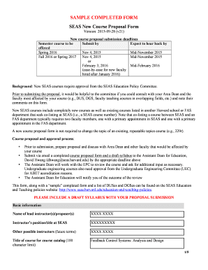 Fillable Online SAMPLE COMPLETED FORM SEAS New Course Proposal Form Fax ...