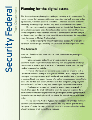 Fillable Online Digital Estate Planning (PDF) Fax Email Print - pdfFiller