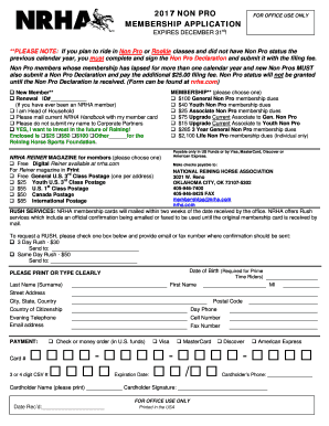 Fillable Online NRHA Non Pro Membership Application Fax Email Print ...