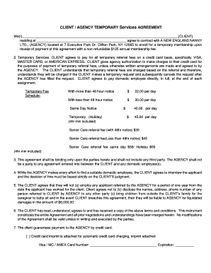 Fillable Online CLIENT / AGENCY TEMPORARY Services ... - A New England ...