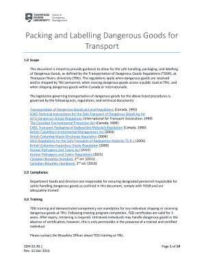 Fillable Online Packing and Labelling Dangerous Goods for Fax Email ...