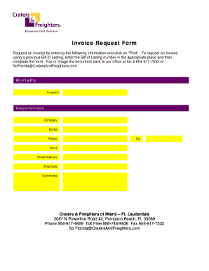 Fillable Online Invoice Request Form - Craters & Freighters Fax Email ...
