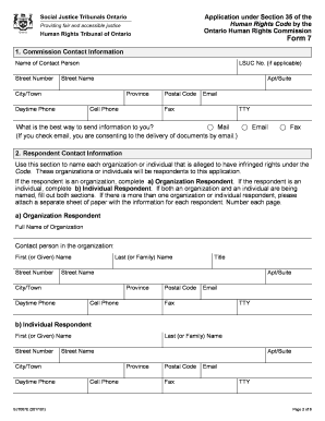 Fillable Online Application under Section 35 of the Human Rights Code ...