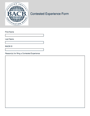 Fillable Online Contested Experience Form - BACB Fax Email Print ...
