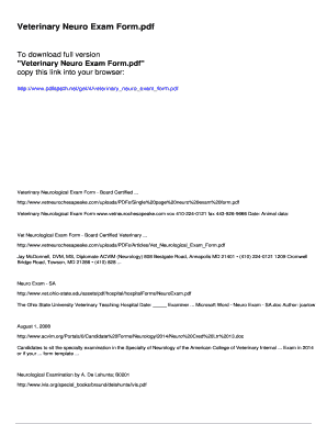 Fillable Online Veterinary Neuro Exam Form - pdfslibforme.com Fax Email ...