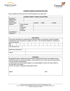 Fillable Online EXTERNAL CANDIDATE REGISTRATION FORM Please complete ...