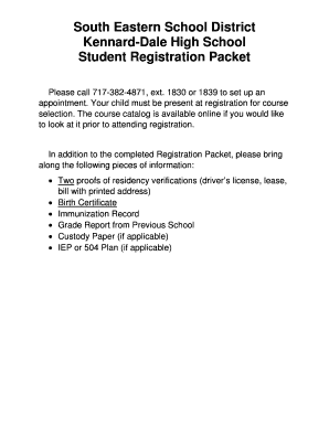 Fillable Online South Eastern School District Kennard-Dale High School ...