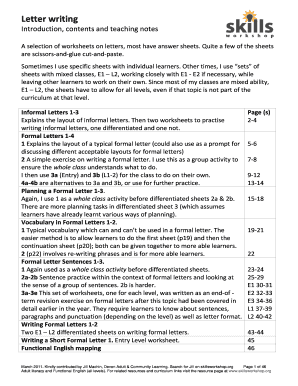 Fillable Online Letter writing pack for E1-L2. Functional English and ...