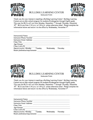 Fillable Online BLC Proofed Instructor Form Fax Email Print - pdfFiller