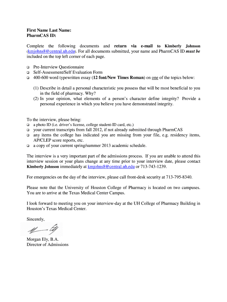 Fillable Online PharmCAS ID: Fax Email Print - pdfFiller