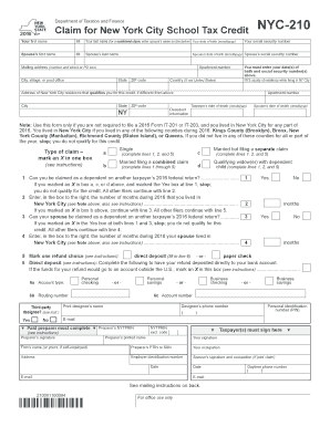 Fillable Online Form NYC-210 - Department of Taxation and Finance - NY ...