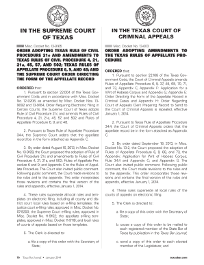 Fillable Online ORDER ADOPTING TEXAS RULE OF CIVIL Fax Email Print ...