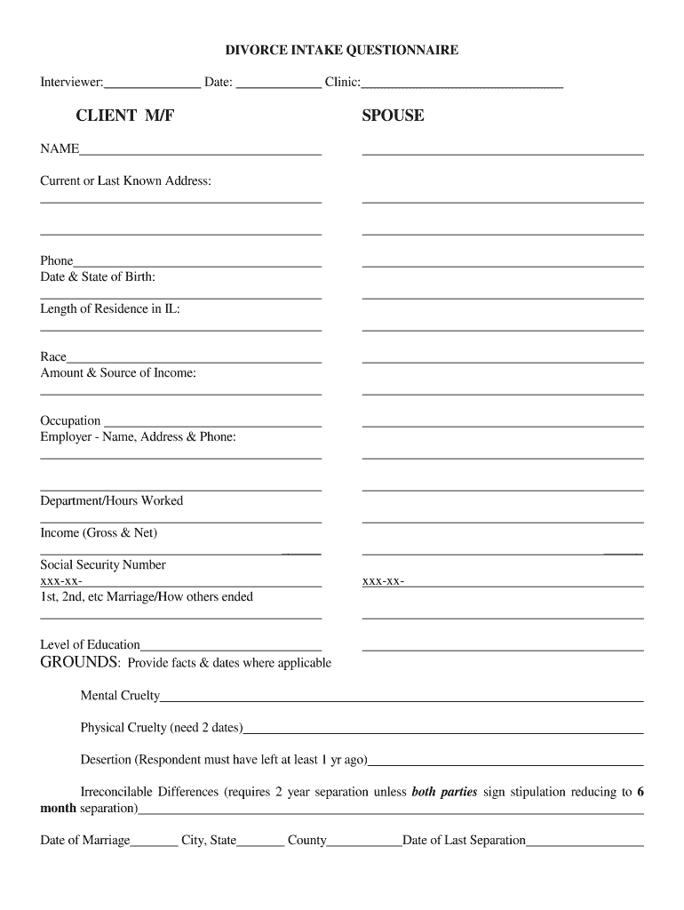 Fillable Online CLIENT M/F SPOUSE Fax Email Print - pdfFiller