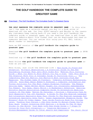 Fillable Online The Golf Handbook The Complete Guide To Greatest Game ...
