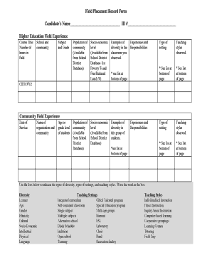 Fillable Online field-placement-record-form.doc Fax Email Print - pdfFiller