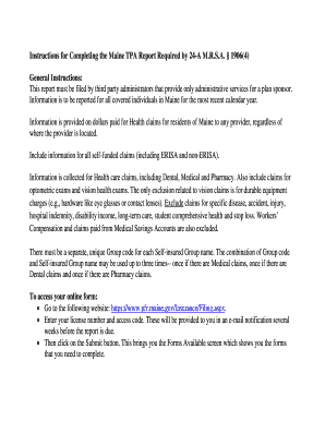 Fillable Online Instructions for Completing the Maine TPA Report ...