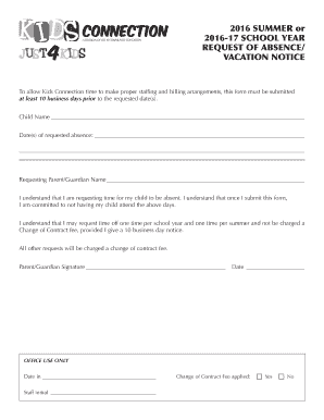 Fillable Online Request of Absence/ Fax Email Print - pdfFiller