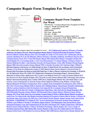 Fillable Online Computer Repair Form Template For Word. Computer Repair ...