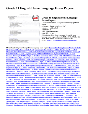 Fillable Online Grade 11 English Home Language Exam Papers. Grade 11 ...