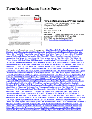 Fillable Online Form National Exams Physics Papers. Form National Exams Physics Papers Fax Email ...