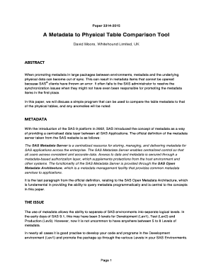 Fillable Online A Metadata to Physical Table Comparison Tool Fax Email ...