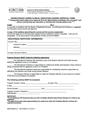 Fillable Online PROGRAM NAME - California Board of Registered Nursing ...