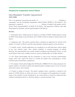Fillable Online Non-Resident Transfer Agreement Fax Email Print - pdfFiller