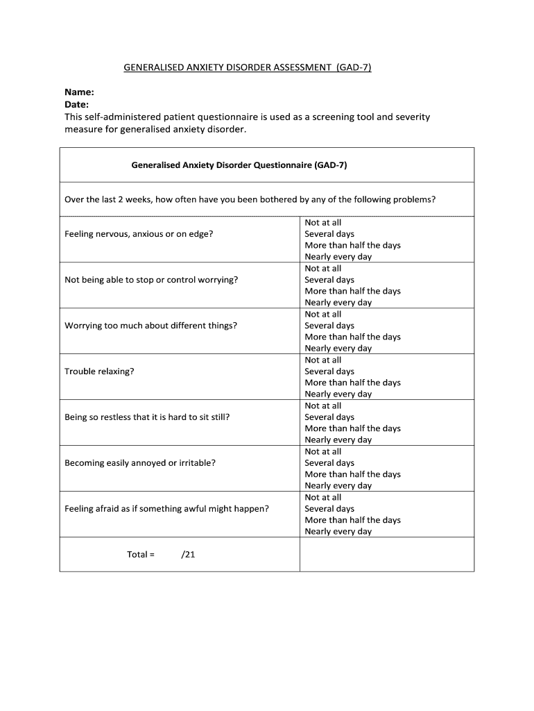 Fillable Online This self-administered patient questionnaire is used as ...