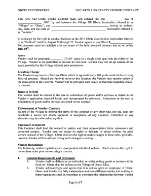Fillable Online This Arts And Crafts Vendor Contract made and entered ...