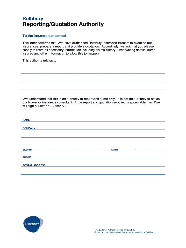 Fillable Online Reporting/Quotation Authority Fax Email Print - pdfFiller