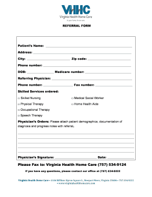 Fillable Online Download Our Referral Form-Click Here - Virginia Health ...