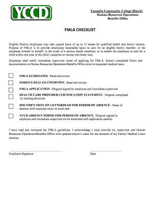 Fillable Online fmla checklist - Yosemite Community College District ...
