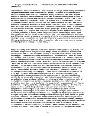 Fillable Online Congratulations Letter Award. Congratulations Letter ...