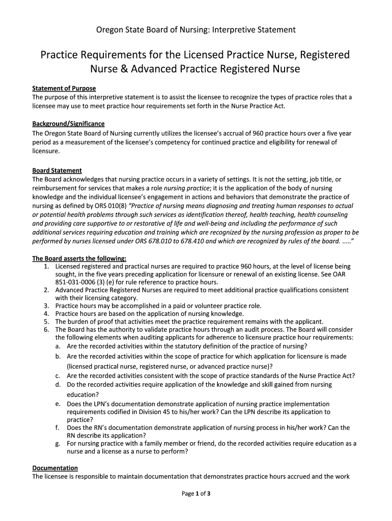 Fillable Online Practice Requirements for the Licensed Practice Nurse ...