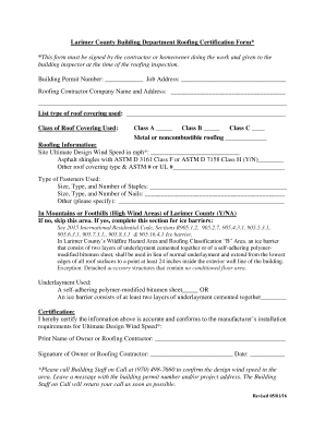 Fillable Online Larimer County Building Department Roofing ...