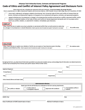 Fillable Online Code of Ethics and Conflict of Interest Disclosure Form ...