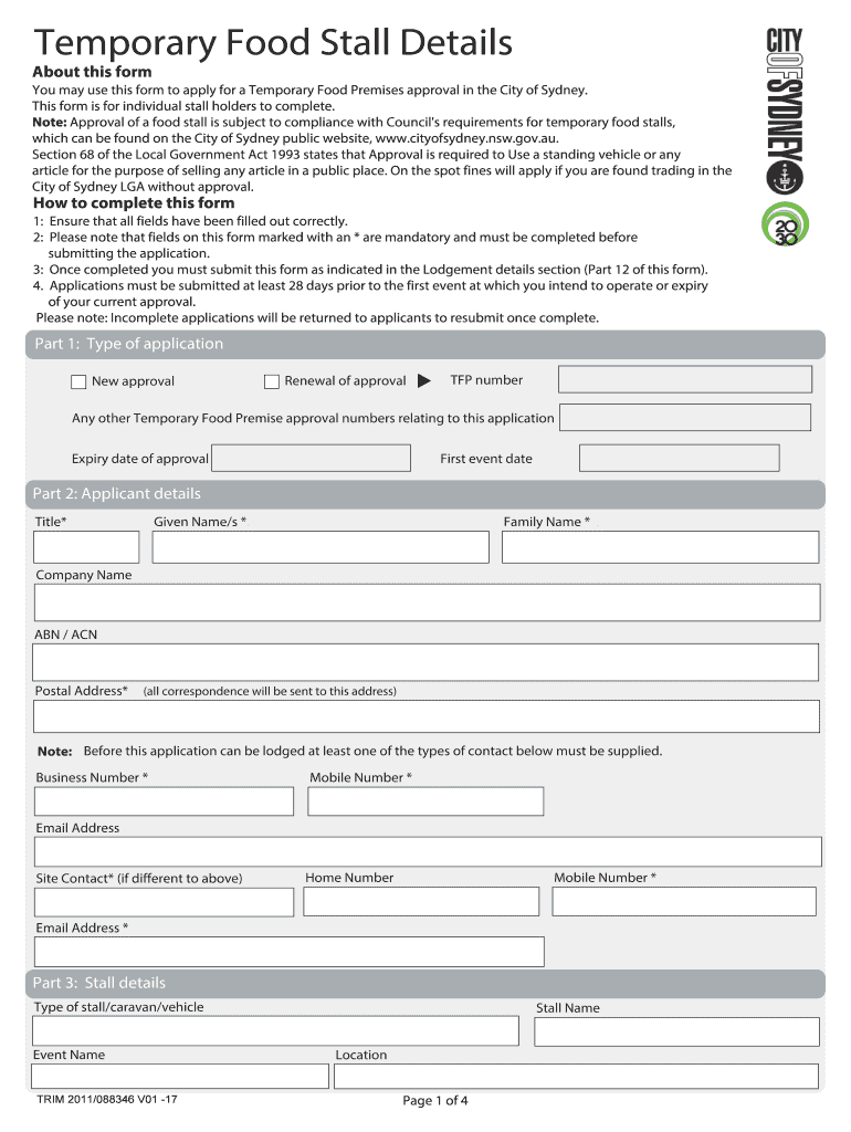 Fillable Online Temporary Food Stalls Details Fax Email Print - pdfFiller