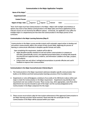 Fillable Online Communication in the Major Application Template Fax Email Print - pdfFiller