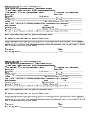 Fillable Online Patient Update Form - Dr. Lea H. Fowler Fax Email Print ...