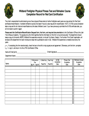 Fillable Online Wildland Firefighter Physical Fitness Test Record Fax ...