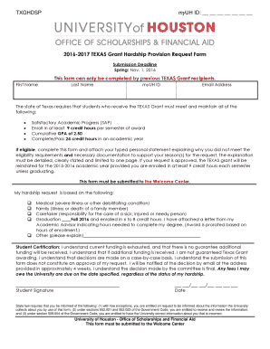 Fillable Online Texas Grant Hardship Provision Request Form ...