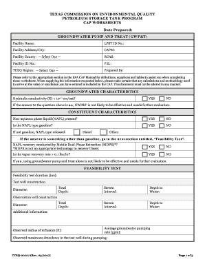 Fillable Online TCEQ PST CAP Worksheets - Groundwater Pump and Treat ...